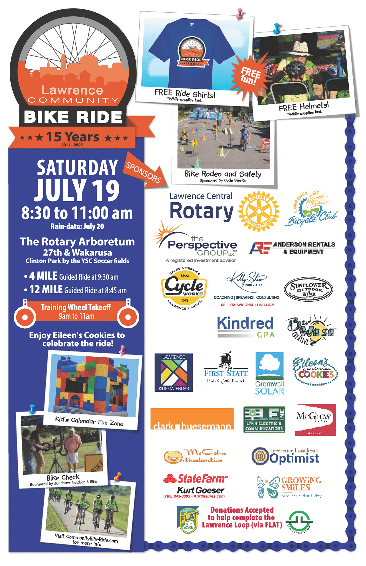 FREE FUN!: July 19th – 2025 Community Bike Ride – Lawrence Central Rotary